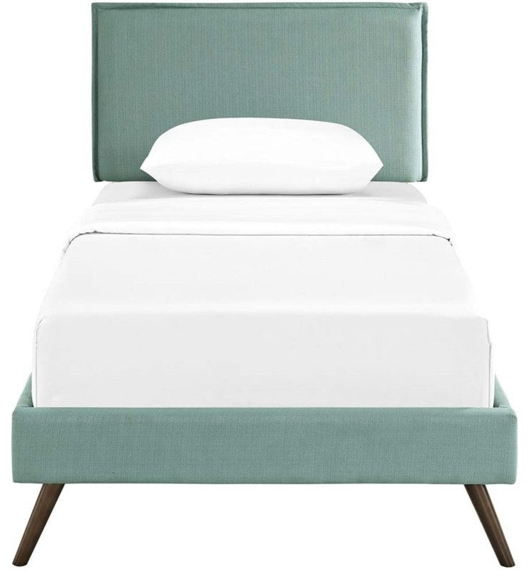 Modway Camille Twin Fabric Platform Bed With Round Splayed Legs, Lagun