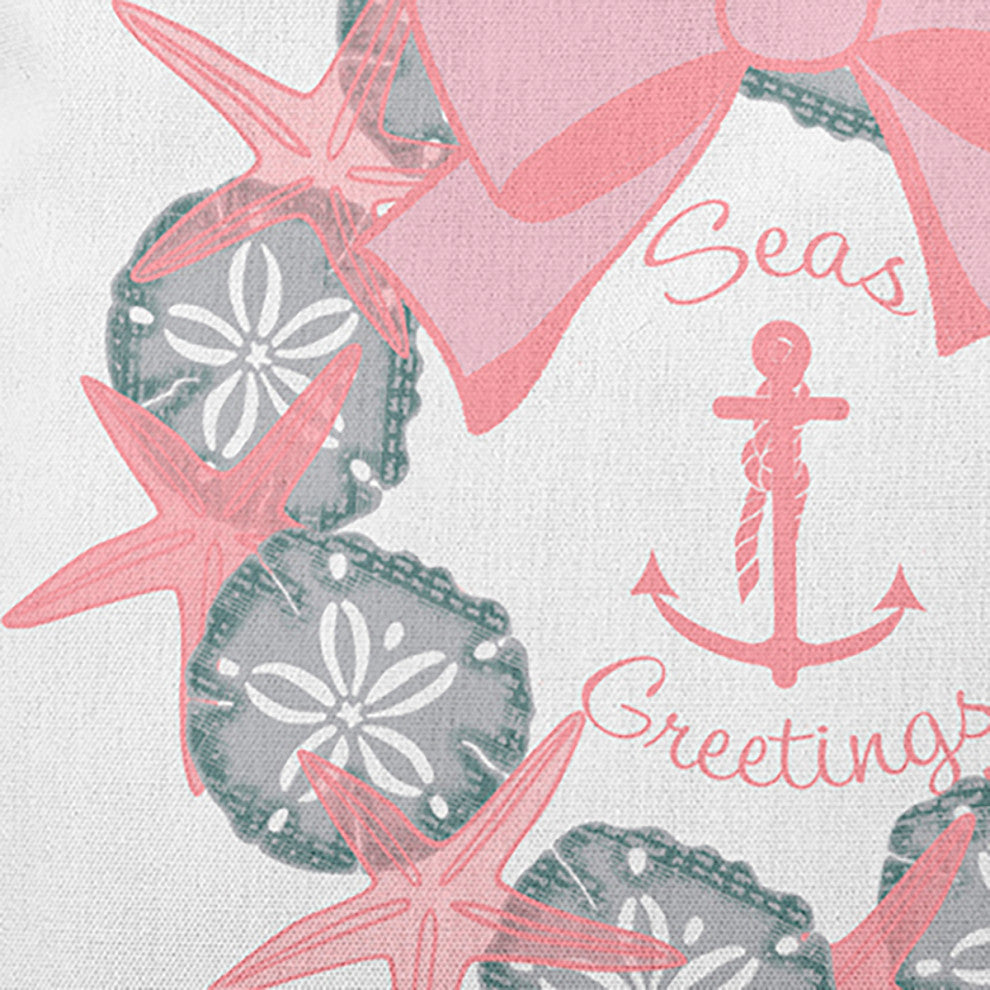 Seas and Greetings Wreath Accent Pillow, Pink Icing, 26"x26"