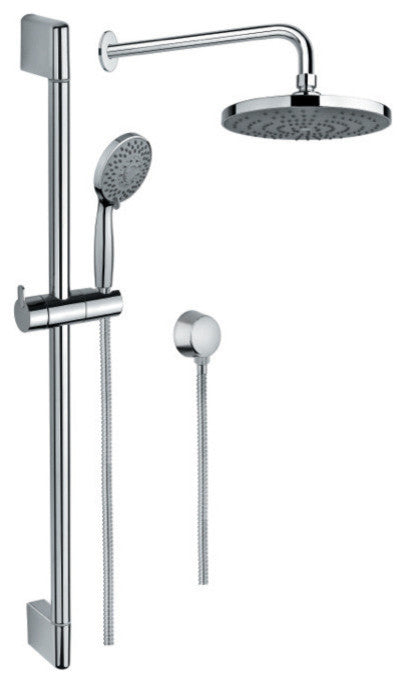 Chrome Shower Solution With Hand Shower Sliding Rail Showerhead and