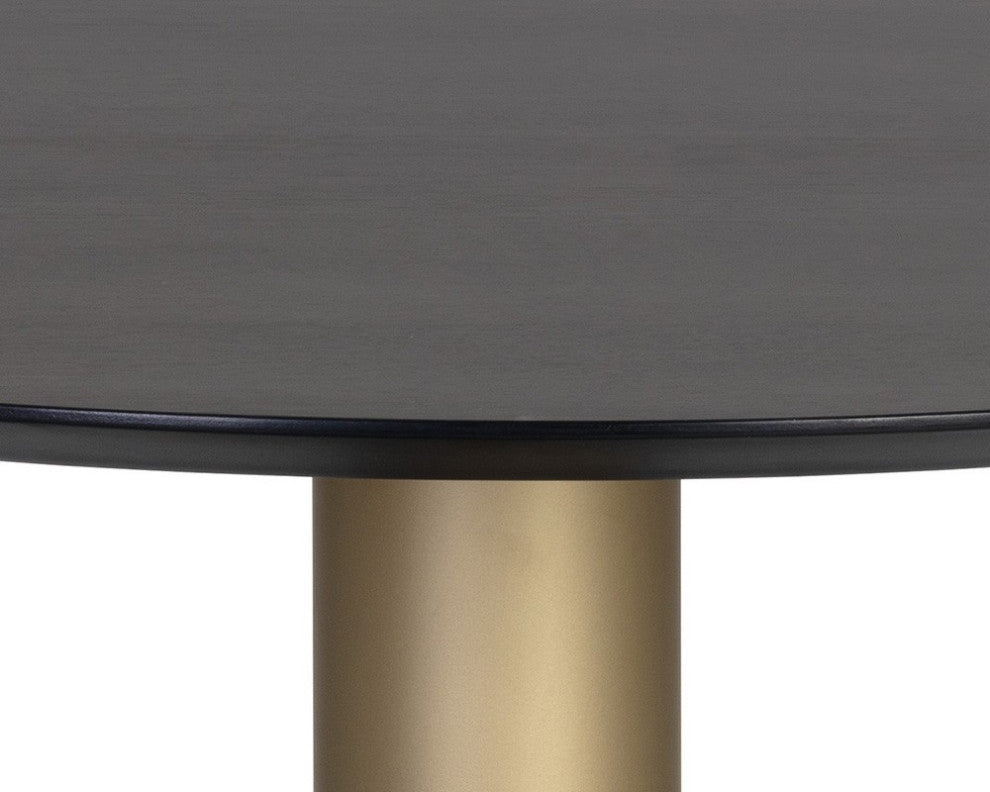 Monaco Dining Table, Gold, Gray Marble/Charcoal Gray, 48"