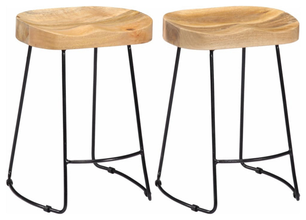 Vidaxl Gavin Bar Stools, Set of 2, Solid Mango Wood