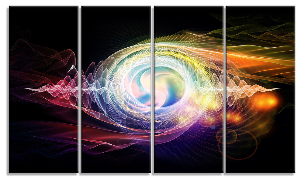 Bright Wave Particle In Air On Black Abstract Canvas Art 48"x28" 4