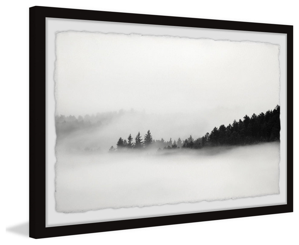 "Foggy Dark Mountains" Framed Painting Print, 30x20