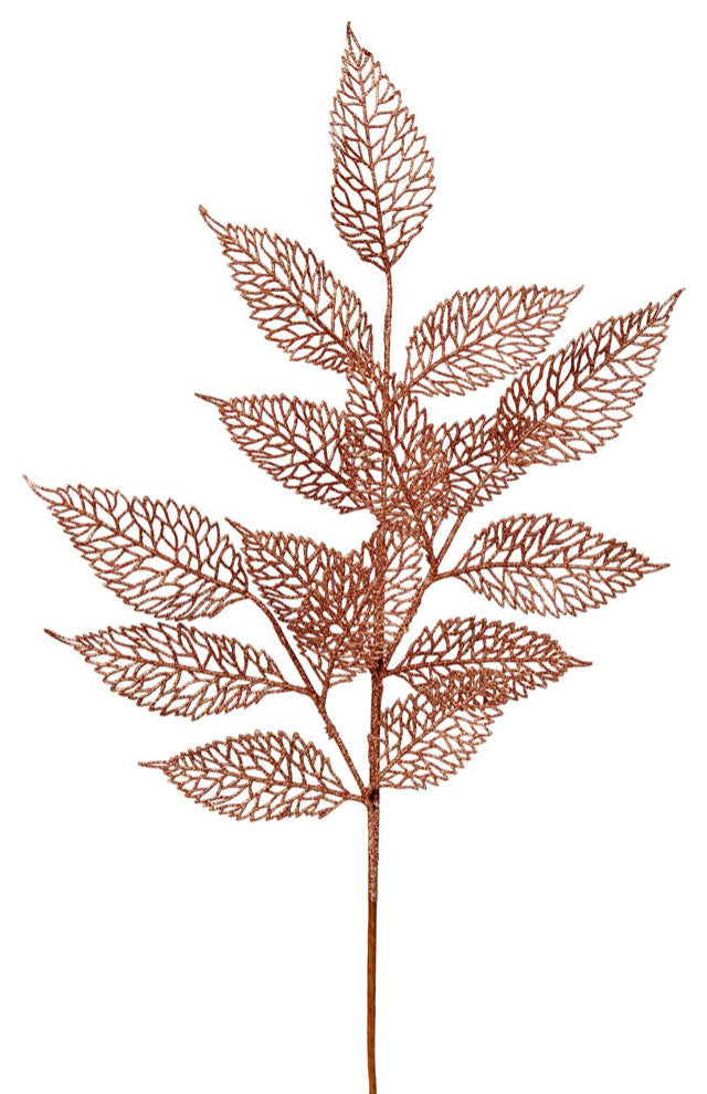 Vickerman L190558 22" Rose Gold Glitter Bay Leaf Lace Artificial Chris