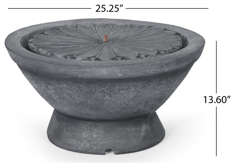Fredell Outdoor Flower Bowl Fountain, Light Gray