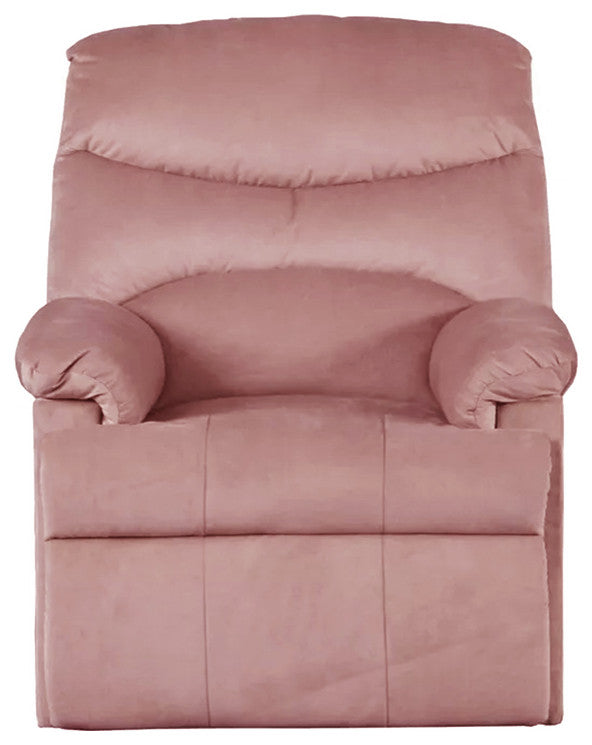 Velvet Upholstered Manual Motion Recliner, Blush Pink