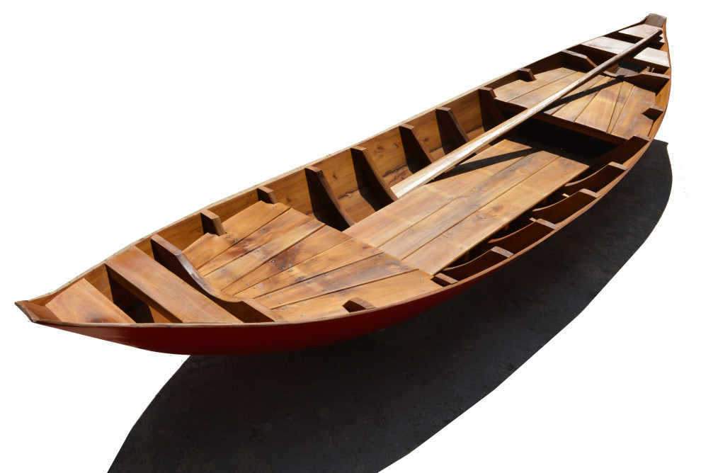 Small South East Asia Sampan Boat Red Bottom Thuyen Ba La Tam Ban