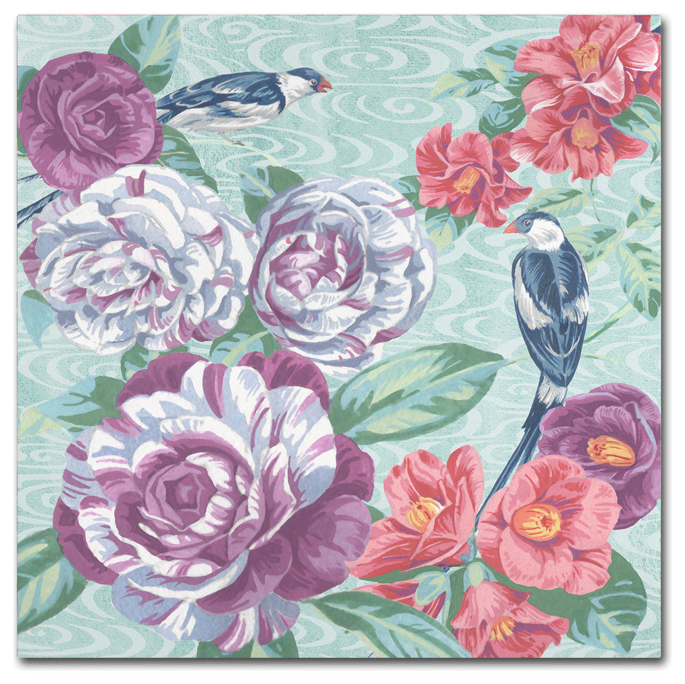 Bill Jackson 'Japonica Aquamarine' Canvas Art, 18" x 18"