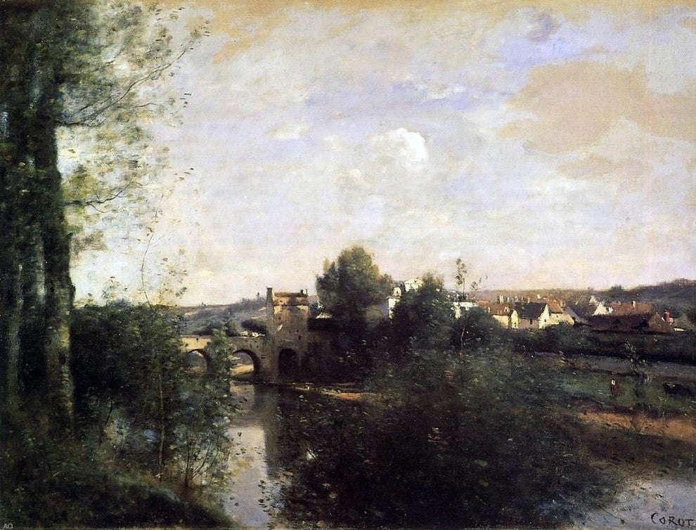 Jean-Baptiste-Camille Corot Old Bridge at Limay on the Seine Wrapped C