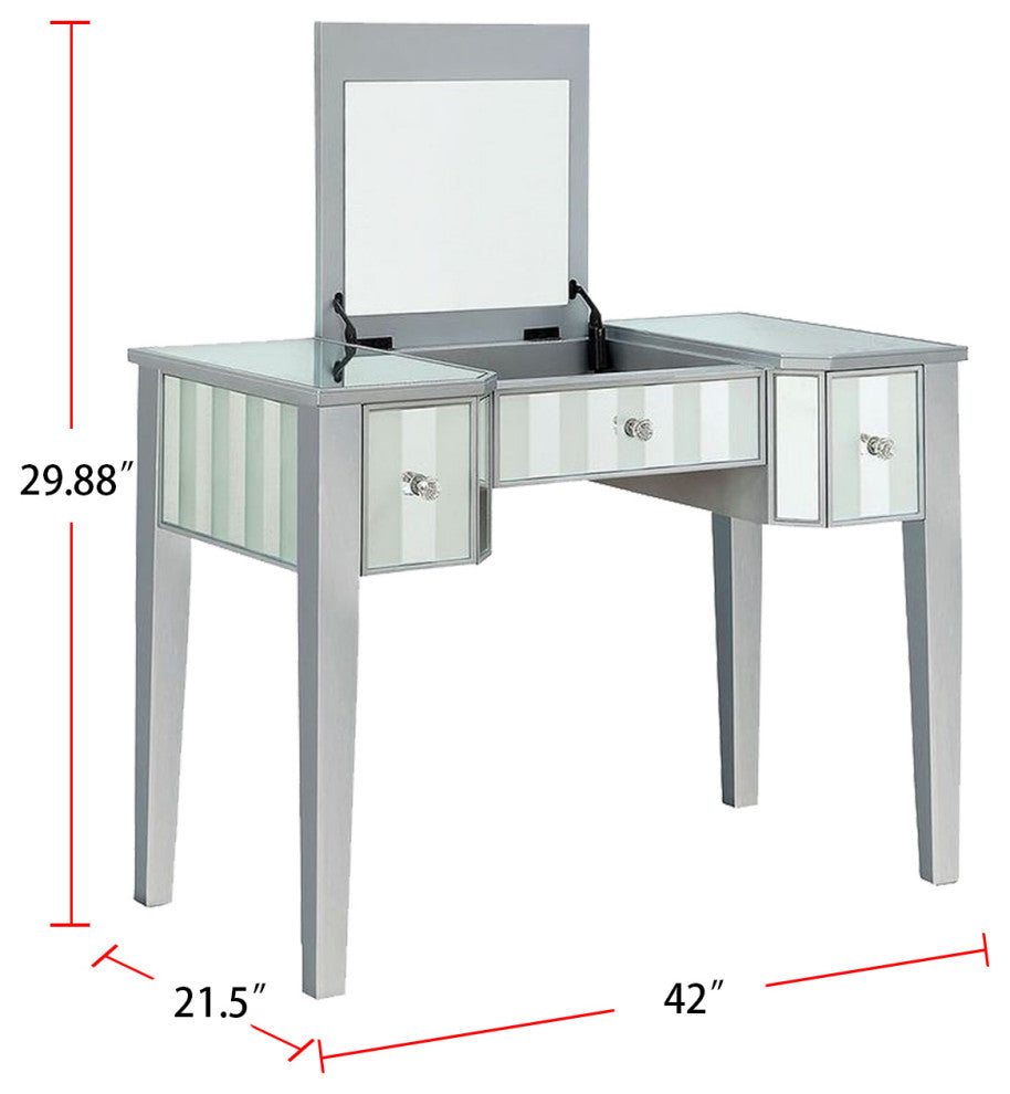 Wooden Vanity Set, Silver