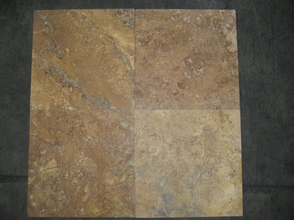 Gold Travertine Tiles Honed Finish 12"x12" Set Of 80