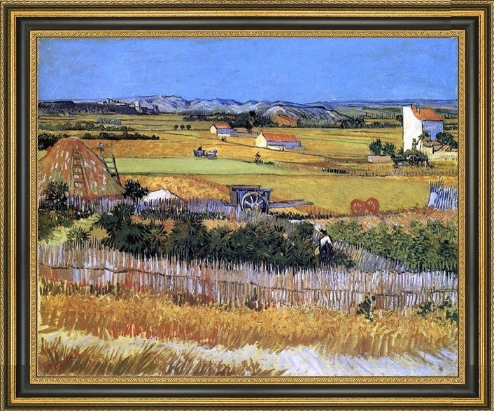 Vincent Van Gogh A Harvest Landscape With Blue Cart Framed Canvas Prin