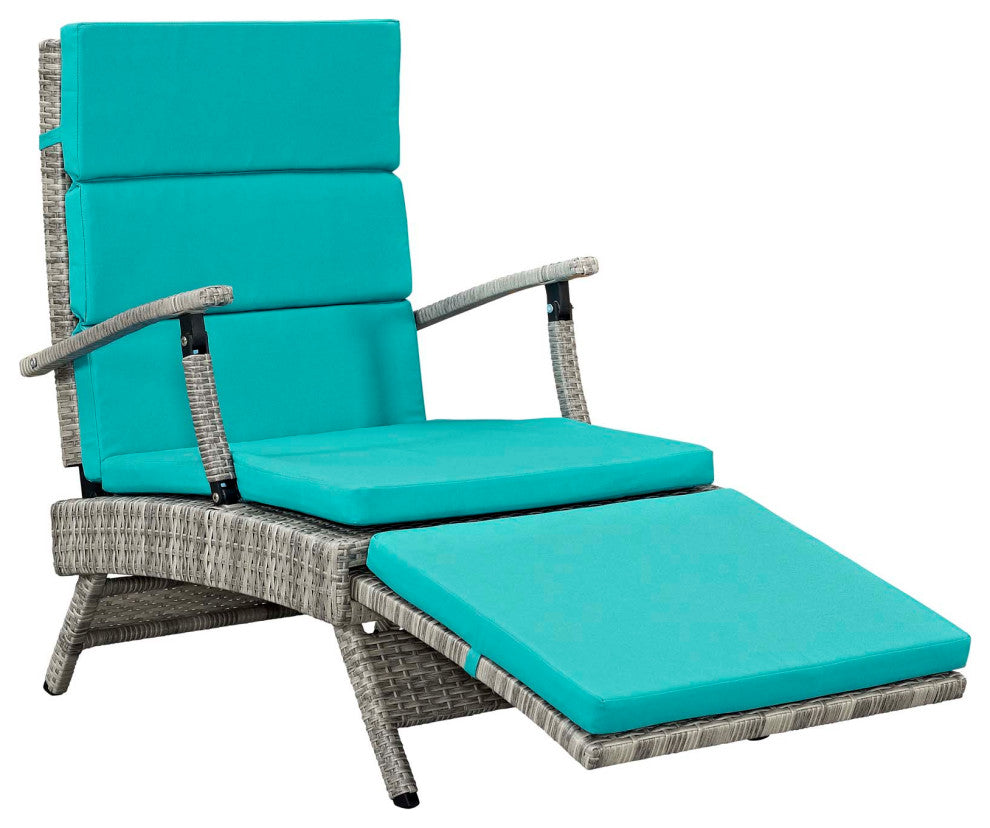 Envisage Chaise Outdoor Patio Wicker Rattan Lounge Chair-Light Gray Tu