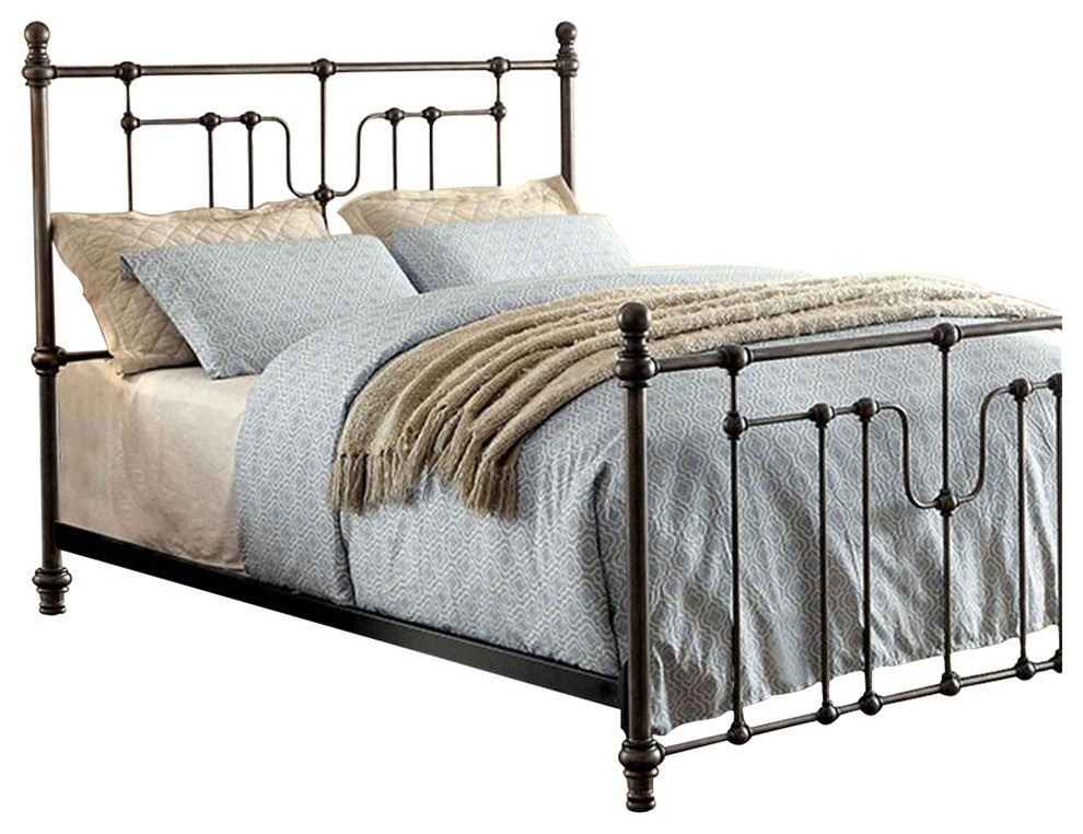 Contemporary Metal Queen Bed, Black