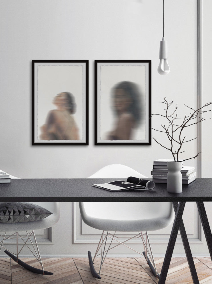 Blurry Portrait Diptych, Set of 2, 20x30 Panels
