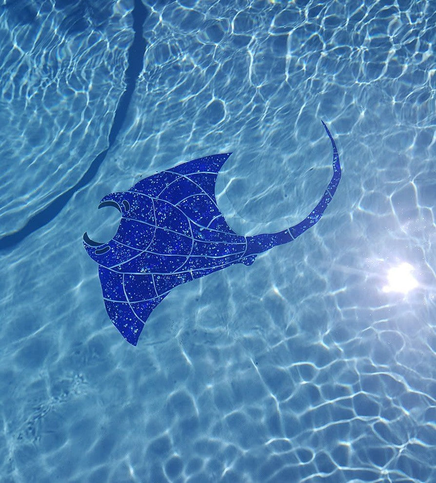 Manta Ray Ceramic Swimming Pool Mosaic 72"x43", Brown