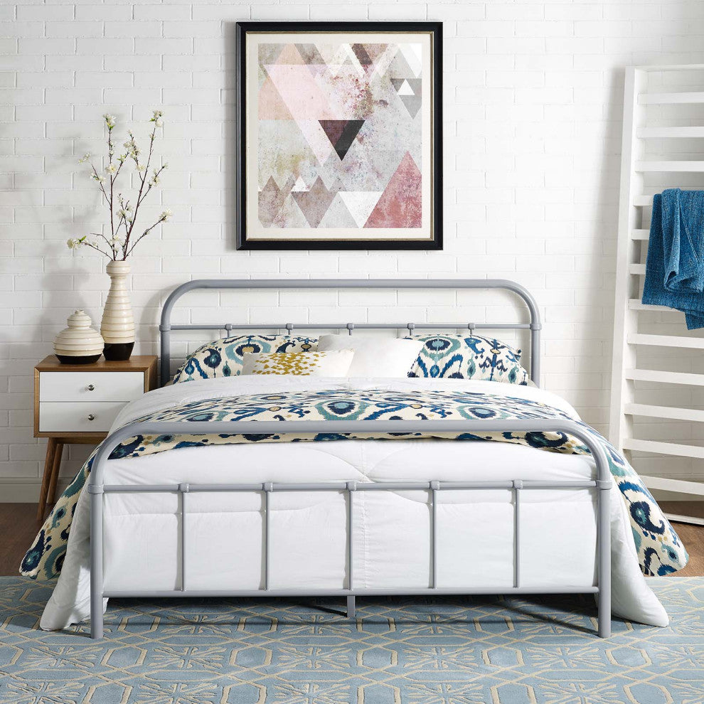 Gray Maisie Full Stainless Steel Bed Frame