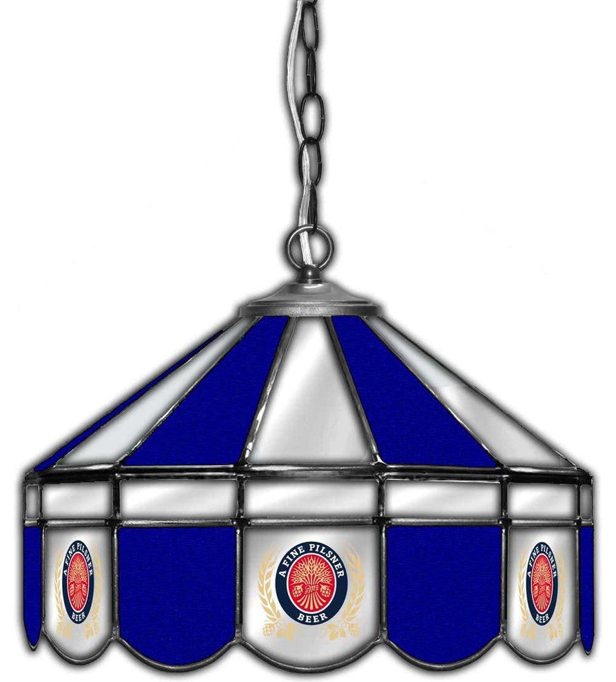 Miller Lite Stained Glass And Mirror Hanging Lamp, 16"
