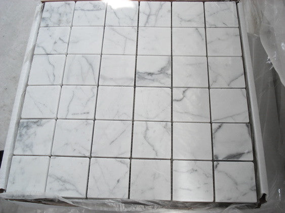 2x2 Square Statuary Statuario White Italian Marble Mosaic Tile Polishe