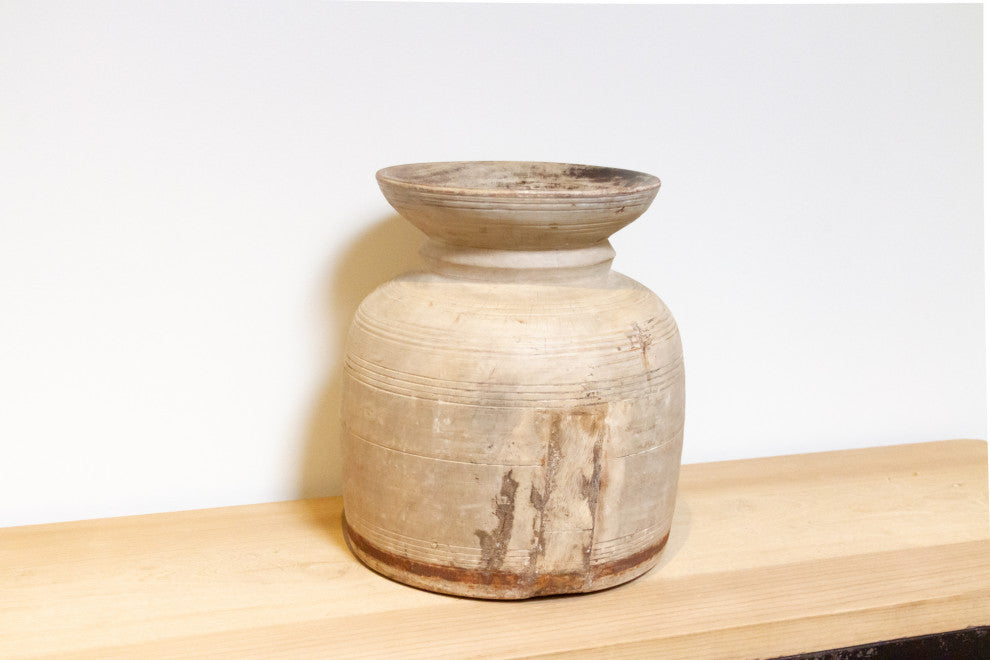 Large Sun-Bleached Wood Kitchen Pot