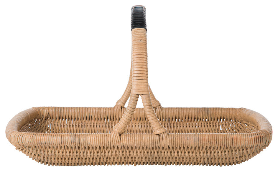 Vegetable and Flower Wicker Basket With Arch Handle, Natural Color, Sm