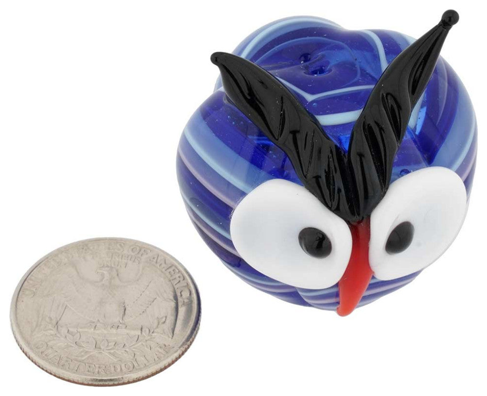 GlassOfVenice Murano Glass Small Round Owl - Blue