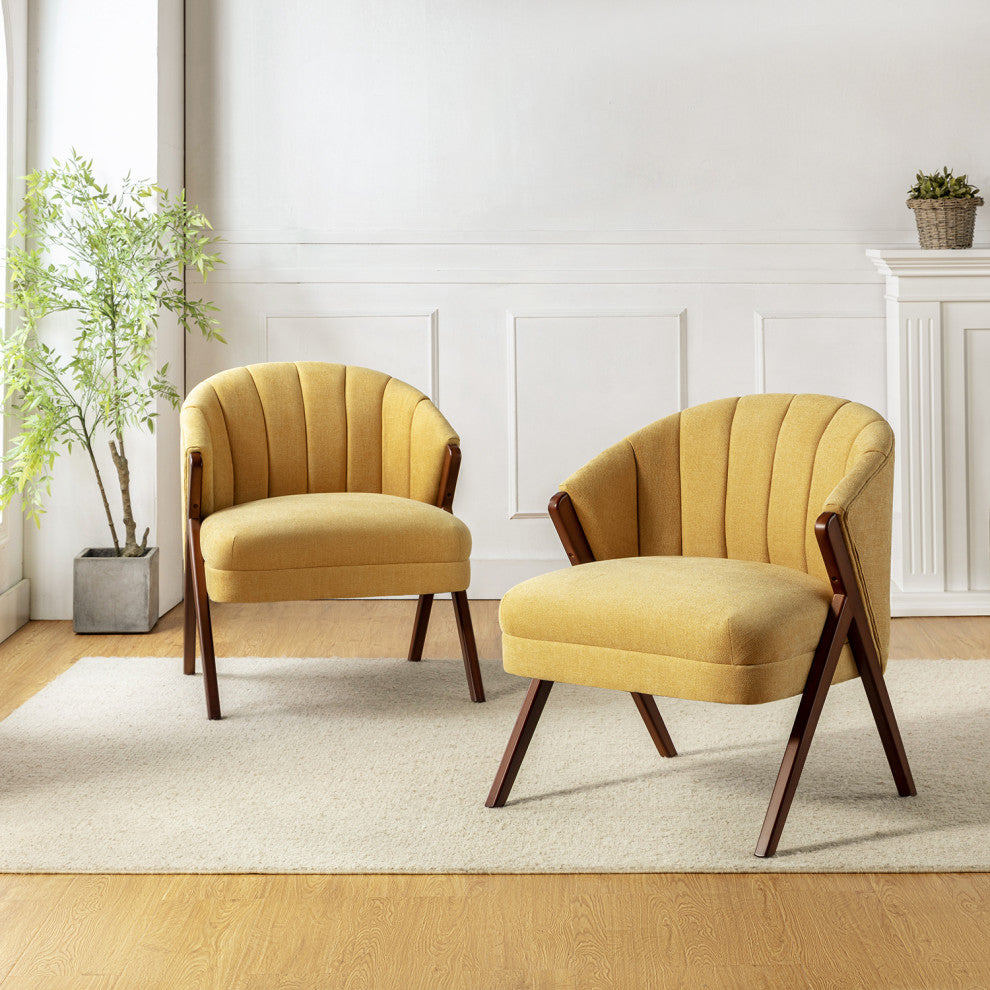 Barrel Chair, Mustard, Set of 2