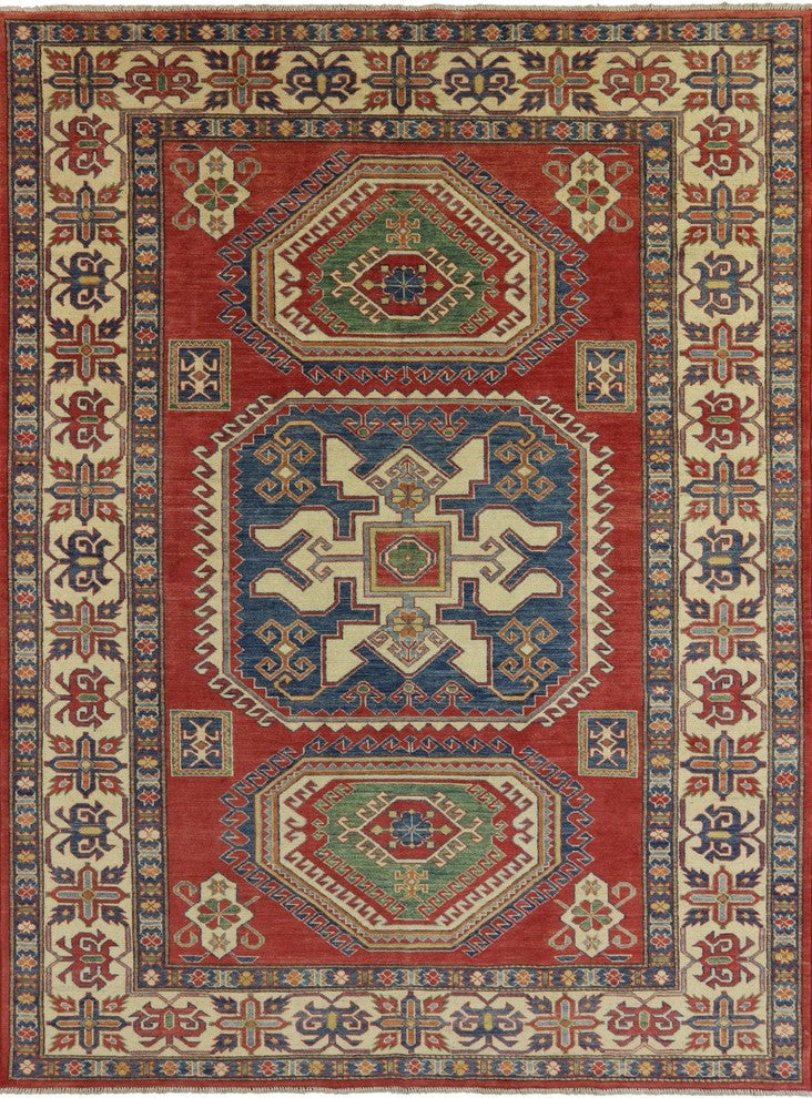 Oriental Medallion Design Super Kazak Handmade Rug 8x11, P5762