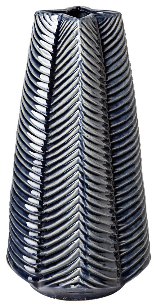 Jumbo Prussian Blue and Silver Patterned Star Vase