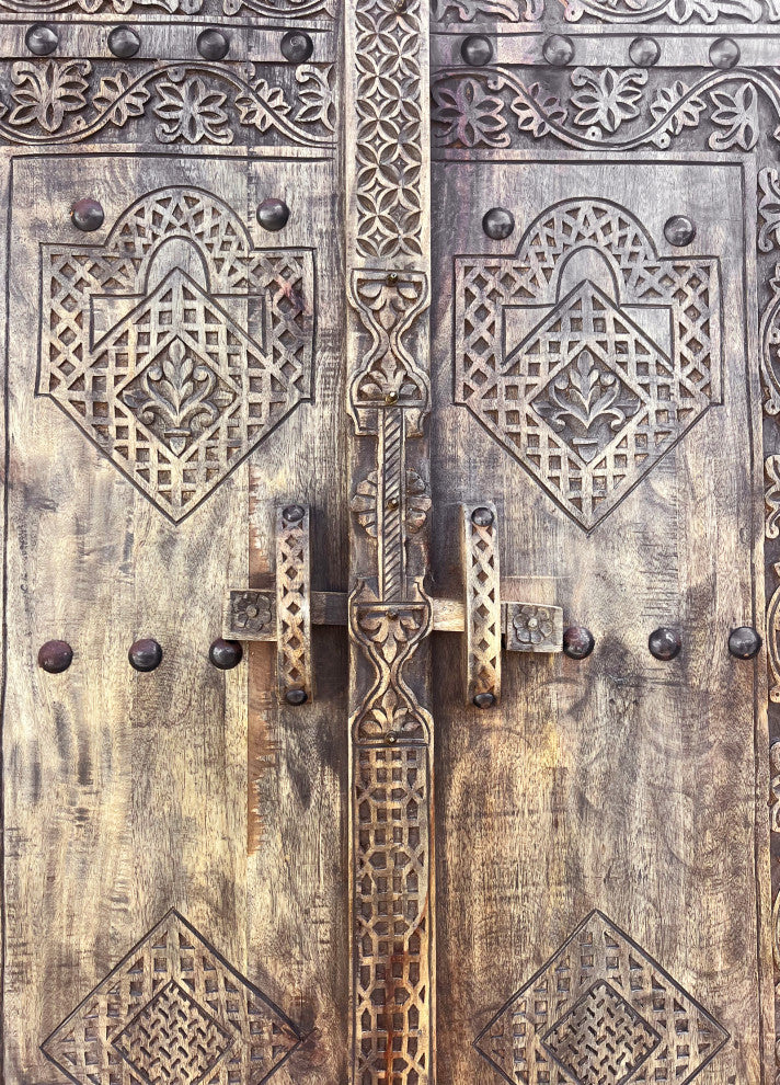 Consigned Vintage Raja Carved Wood Door