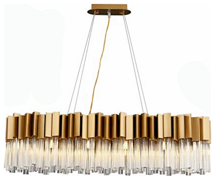 Milano Brushed Gold Dining Room Lighting Fixture, Length 43"
