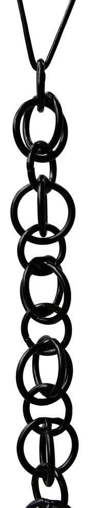 Double Loops Matte Black Aluminum Rain Chain With Installation Kit, 8'