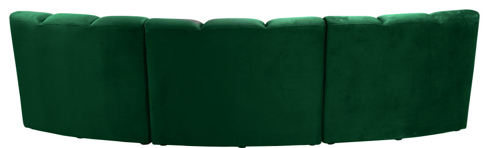 Infinity Channel Tufted Velvet Modular Chair, Green, 3 Piece