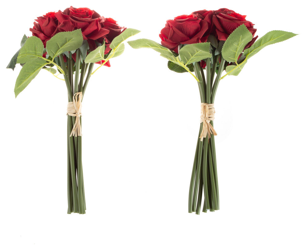 18-Piece Artificial Open Rose Bundles Real Touch Fake 11.5" Flowers Wi