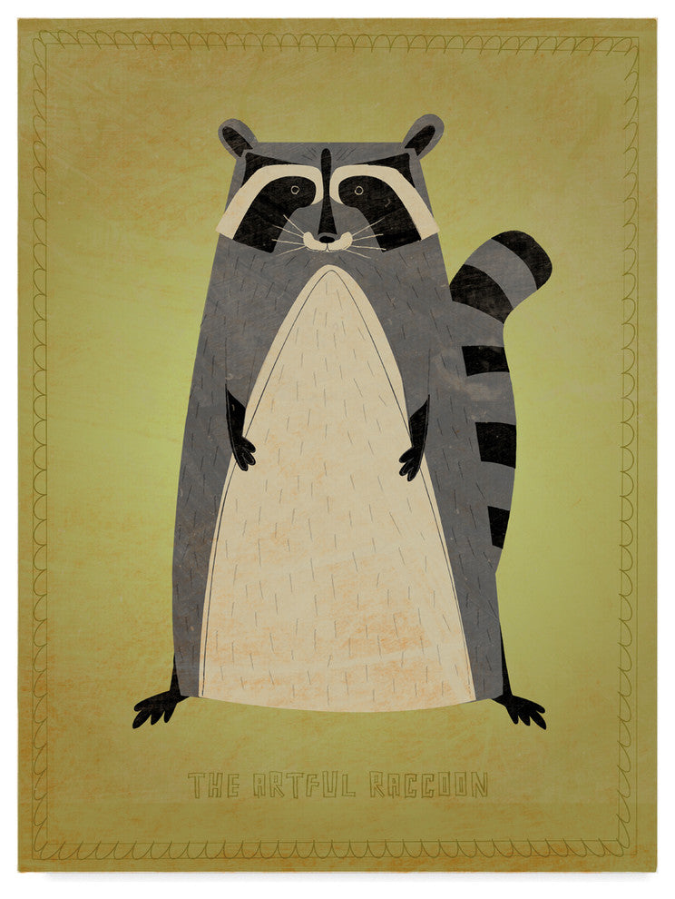 John W. Golden 'The Artful Raccoon' Canvas Art, 24"x18"