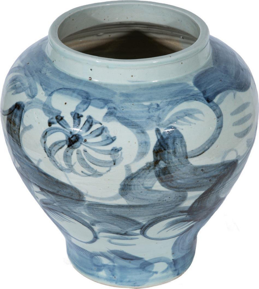Silla Flower Wide Mouth Ceramic Jar