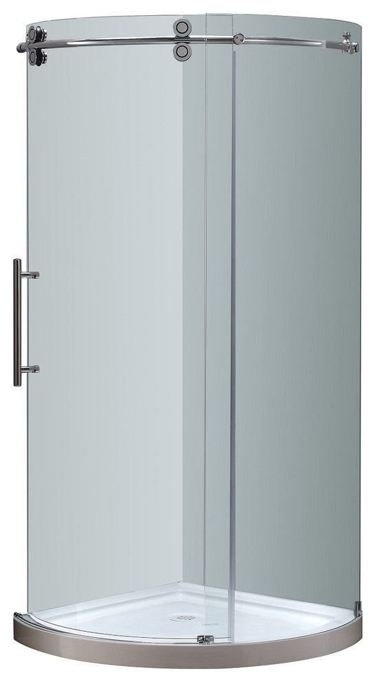 Orbitus 36"x36"x77.5" Frameless Round Shower Enclosure Base Chrome L