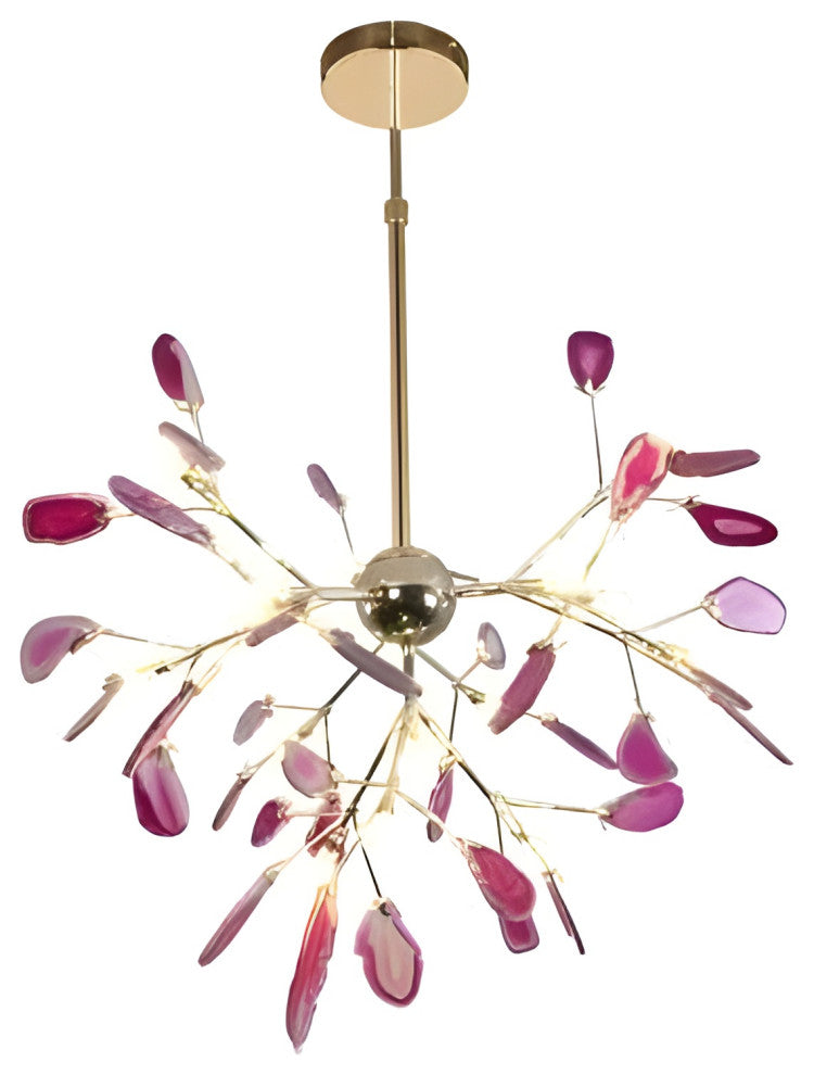 Flims | Colourful Agate Art Multicoloured Chandelier, Pink, 16 Lights