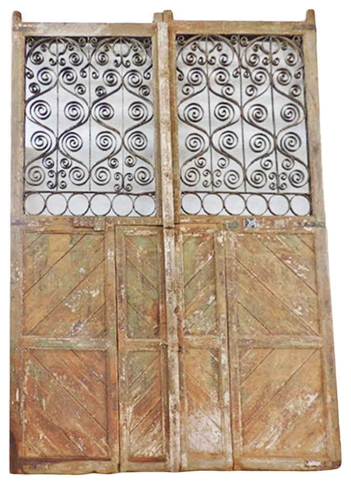 Consigned Large Wood and Iron Scroll Gate
