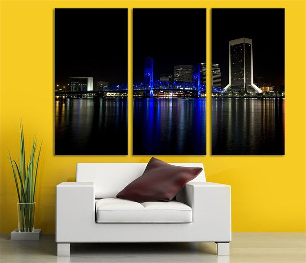Jacksonville, Florida Canvas Print, 3 Panel Split, Triptych Wall Art,