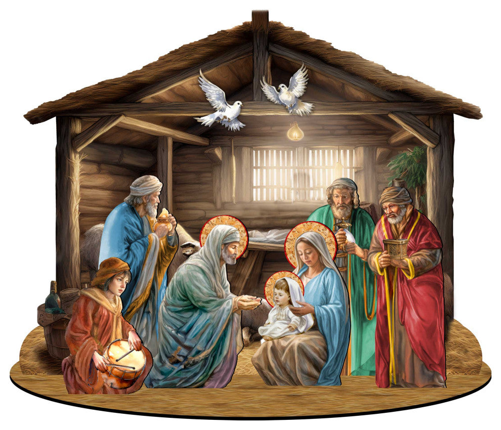 Nativity Scene Decorative Village Nativity Holiday Decor, Medium 8.5 X