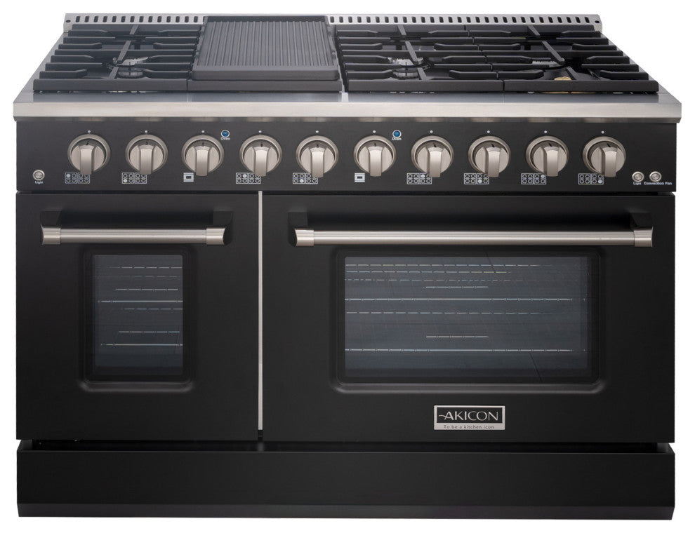 48" Slide-in Freestanding Gas Range & 6.7 Cu. Ft. Oven,8 Burners. Matt