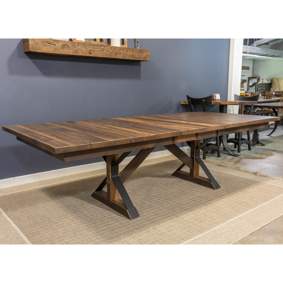 Norway Industrial Farmhouse Dining Table, Natural, 48"x96", 4 Middle L