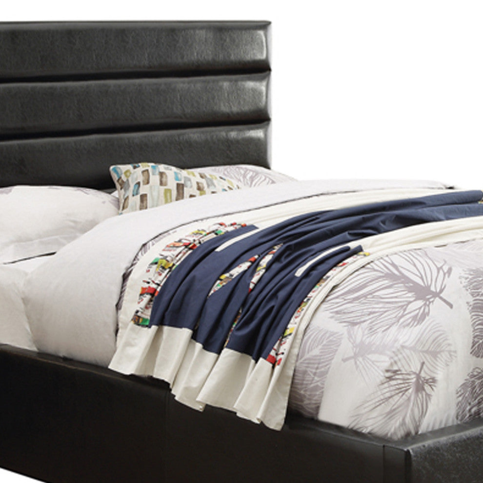 Benzara BM216012 Full Bed With Horizontal Channels and Underbed Storag