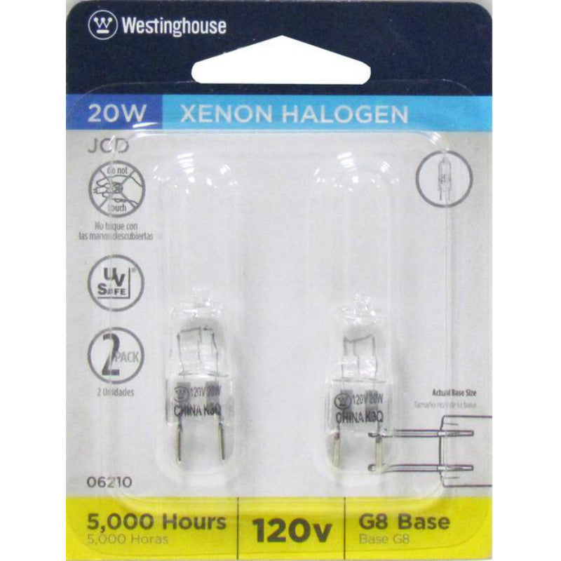 Westinghouse 0621000 T4 Jcd Halogen Xenon Light Bulb 20w Clear G8 Ba