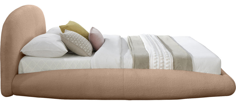 Genesis Upholstered Bed, Beige, Teddy Fabric, Full