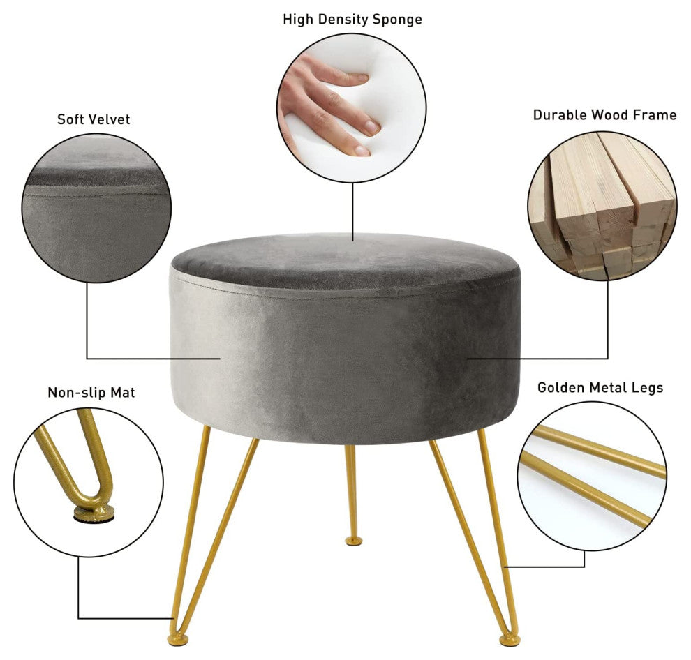 Upholstered Round Footrest Stool