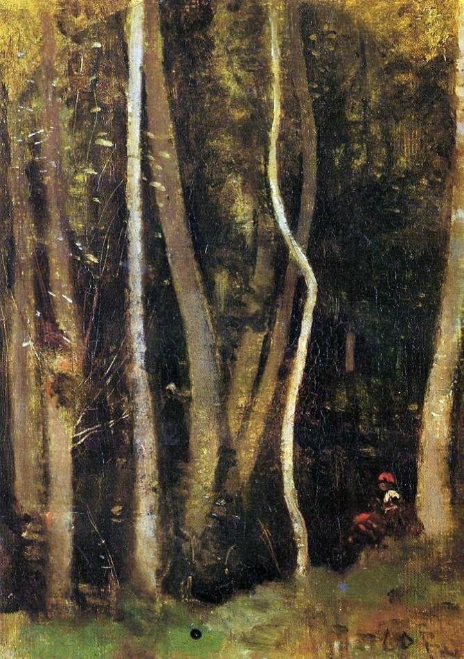 Jean-Baptiste-Camille Corot Figures in a Forest Gallery Wrap Canvas