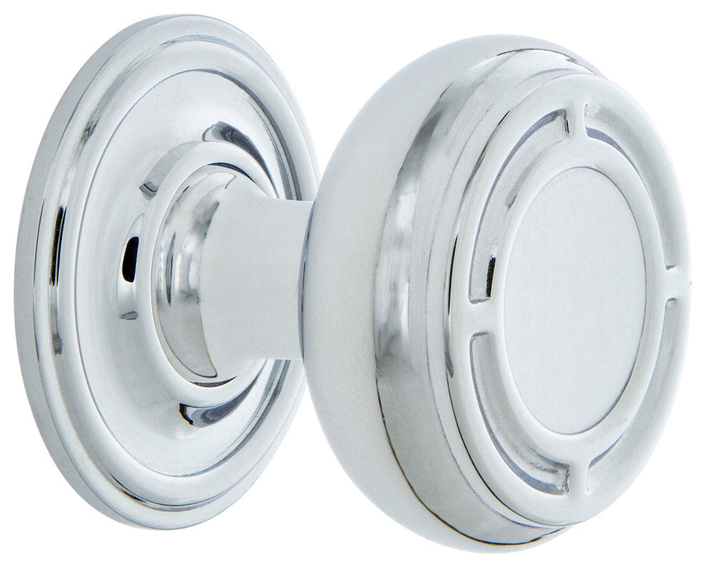 Mission Brass 1 3/8" Cabinet Knob With Classic Rose, Bright Chrome