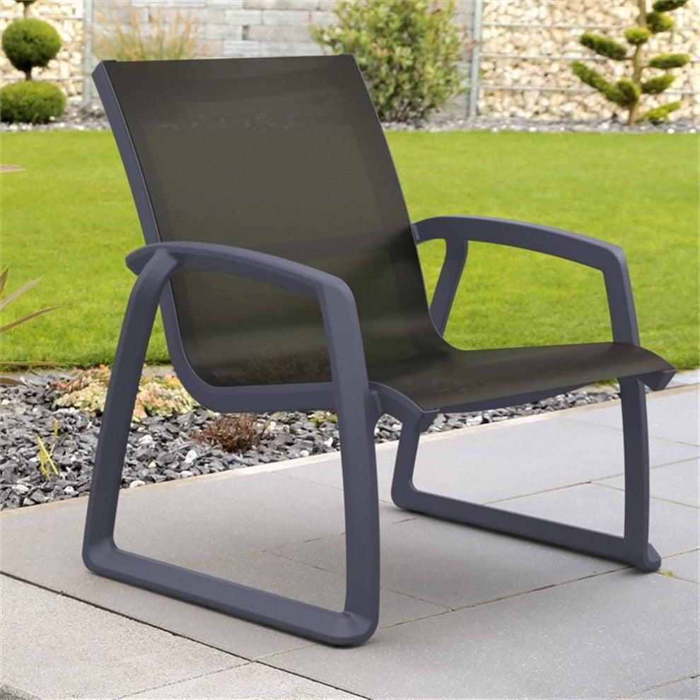 Compamia Pacific Club Arm Chair Dark Gray Frame Black Sling
